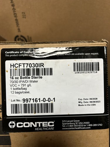 Contec SB167030IR 16oz Bottle Sterile 70/30 IPA/DI/Water 1 Bottle/Bag ...