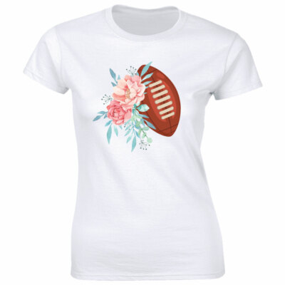 Flowers with Football Image T-Shirt for Women Fall Season | eBay