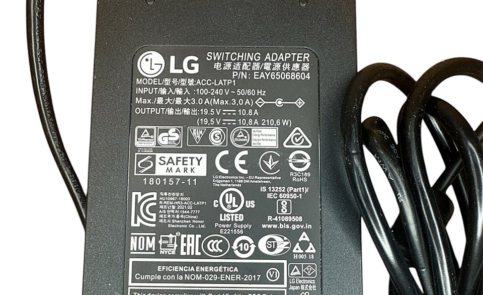 LG 19.5V 10.8A 210W Power Supply for LG Monitor Switching AC Adapter ...