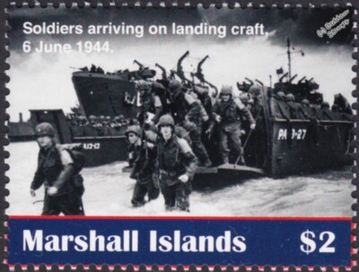 WWII 1944 D-DAY Normandy US Soldiers & Landing Craft Vehicle LCVP Stamp ...