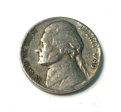 1940 US Collectable Coin Currency Jefferson Nickel, No Mint Mark RARE ...