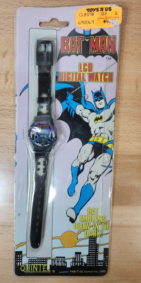 Vintage 1989 BATMAN LCD DIGITAL WATCH Quintel Glows In Dark DC Comics ...