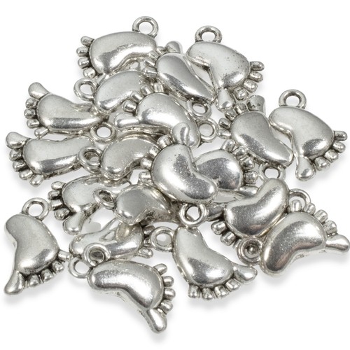 20 Silver Barefoot Charms - Metal Baby Feet - Tiny Foot Charm - New Mom ...