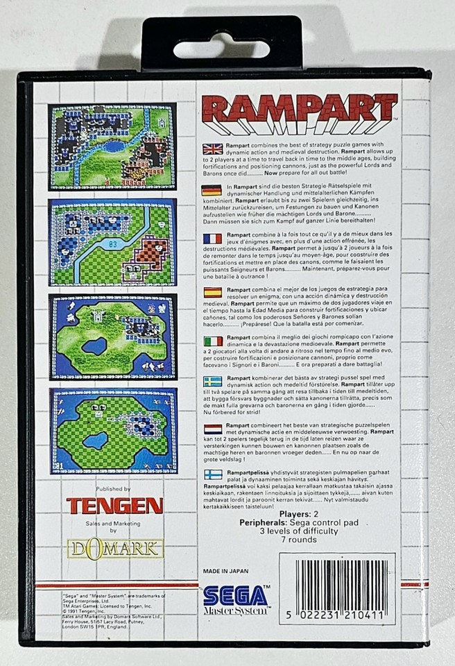 Tengen SEGA MASTER SYSTEM Strategiespiel RAMPART Puzzle Knobeln ...