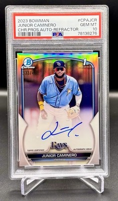 2023 BOWMAN CHROME REFRACTOR JUNIOR CAMINERO AUTOGRAPH PSA 10 AUTO ...