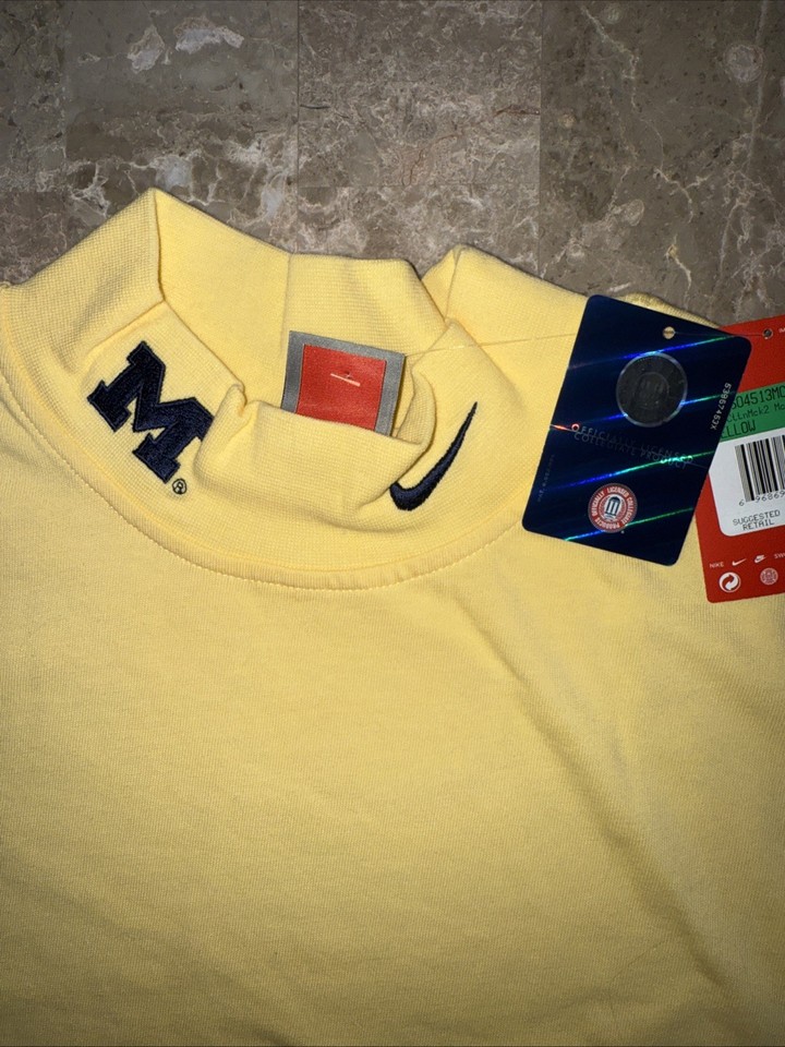 NIKE MICHIGAN Wolverines Football Mock Turtleneck Yellow XL NWT | eBay