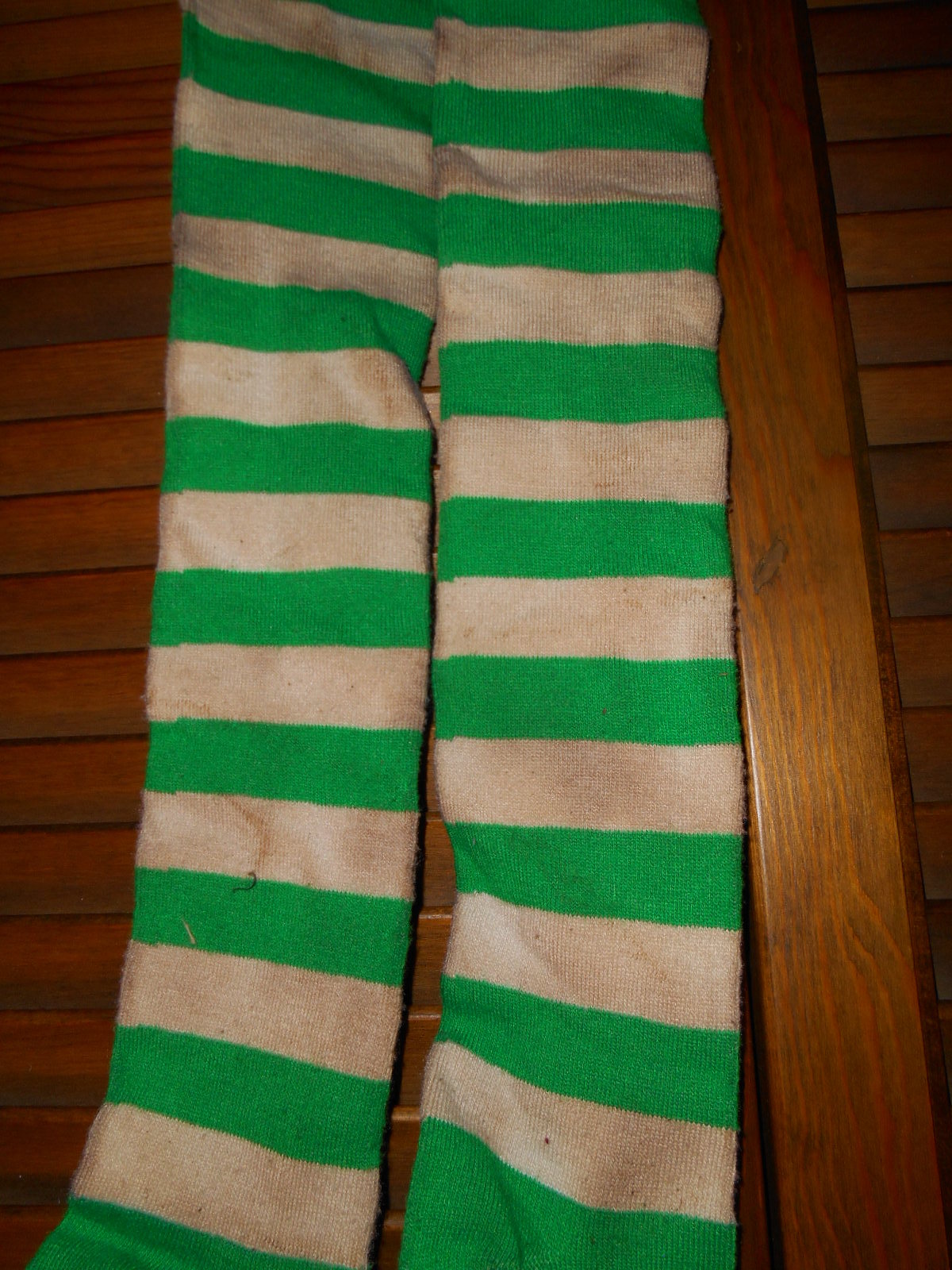 Grungy Primitive Socks Stockings - Green and White Stripe, Leprechaun ...
