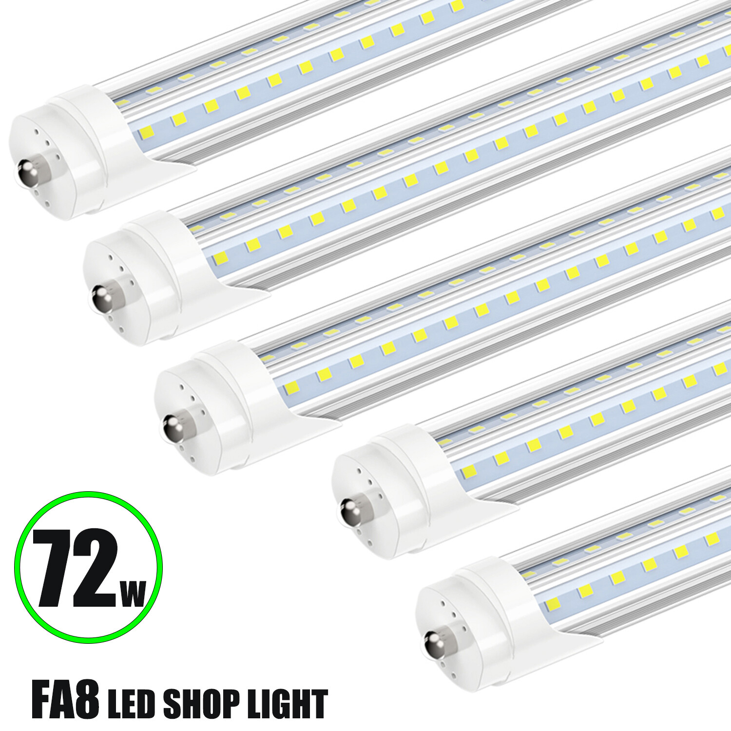 8FT LED Shop Light Bulbs 72W Single Pin FA8 T8 Garage Warehouse Ceiling ...