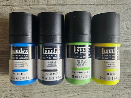 Liquitex Acrylic Gouache Ivory Black Primary Blue Lime Green ...
