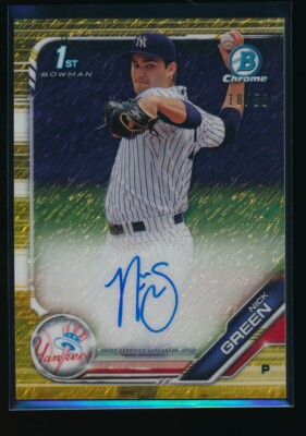 NICK GREEN AUTO 1st 2019 Bowman Chrome Autograph GOLD SHIMMER REFRACTOR ...