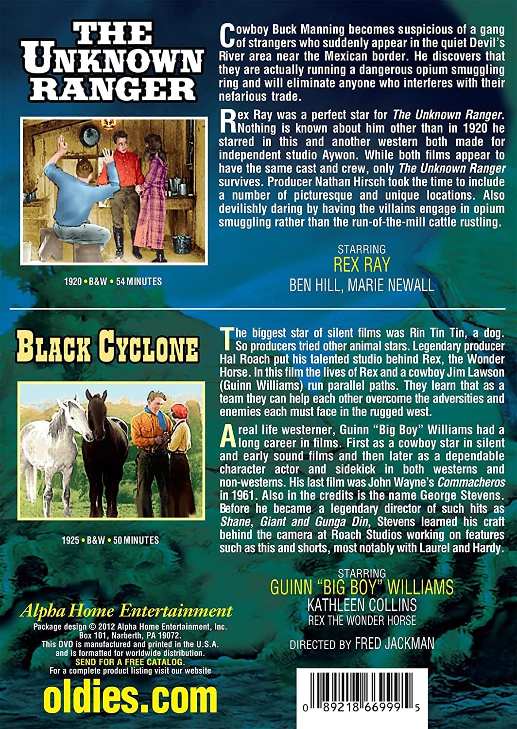 Unknown Ranger (1920) / Black Cyclone (1925) (Silent) (DVD) Rex Ray Ben ...