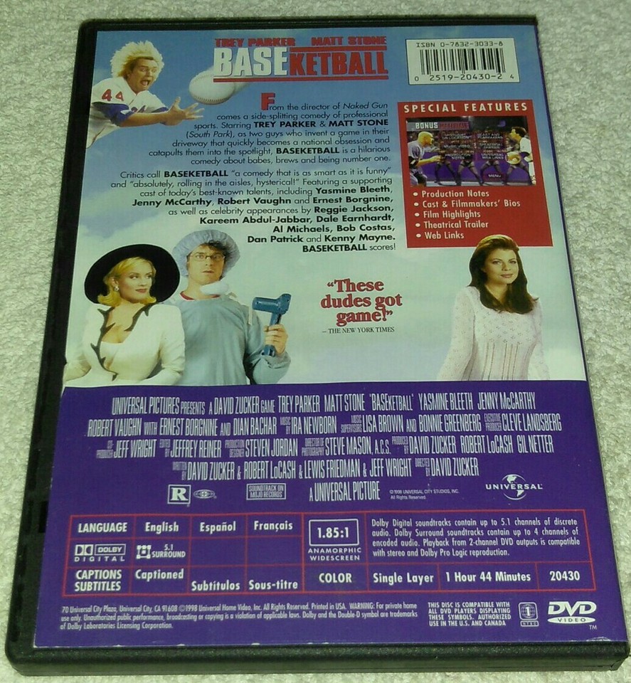 BASEketball DVD Trey Parker , Mark Stone RARE oop 25192043024| eBay