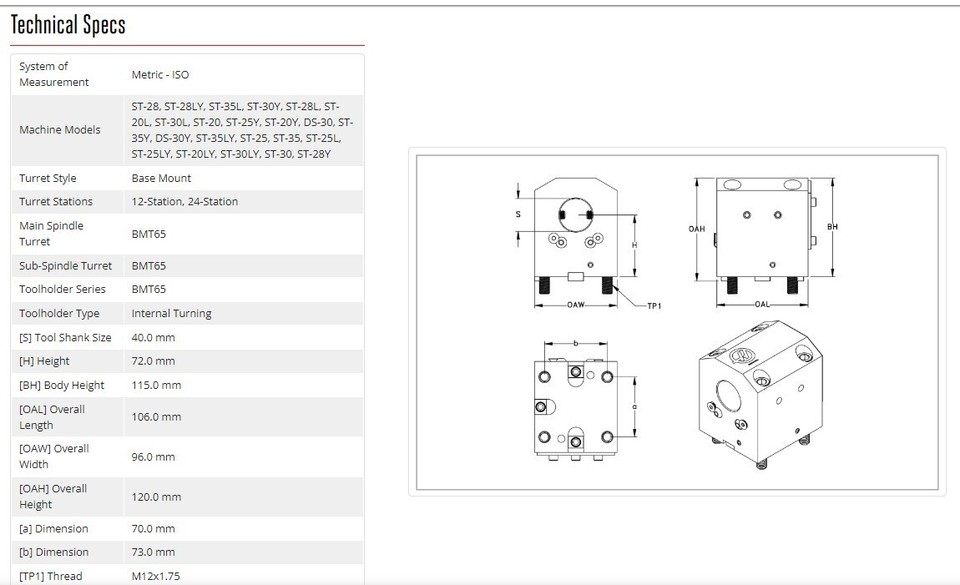 BMT65, 40mm Internal (ID) Static Turning Holder, BMT65MID-40-PARLEC | eBay