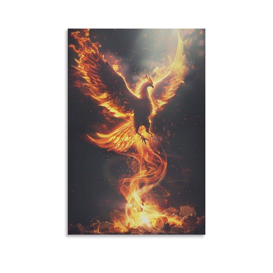 Cool Flamebird Fantasy Rebirth Bird Phoenix Rising Poster Canvas Art ...