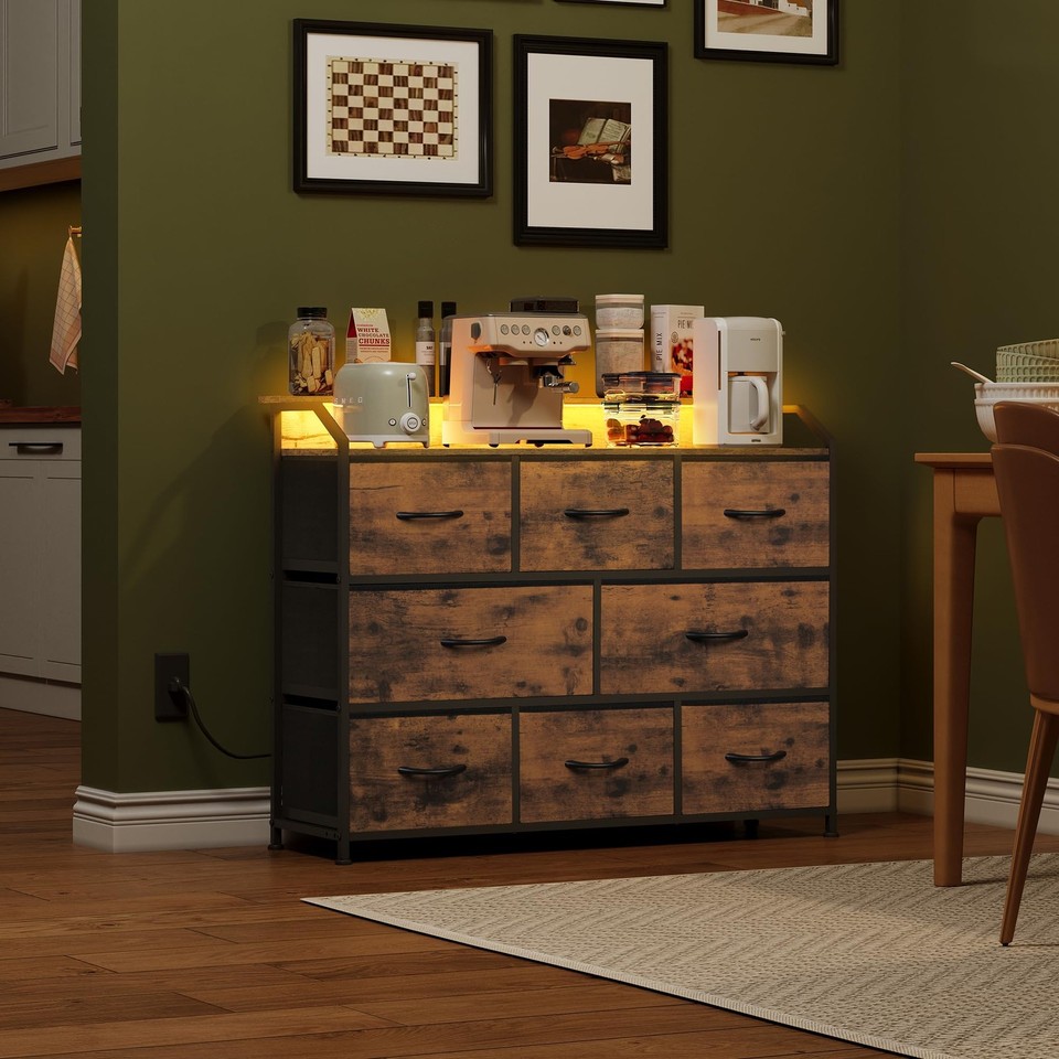 Led Dresser for Bedroom, TV Stand for Bedroom with LED Lights and Power ...