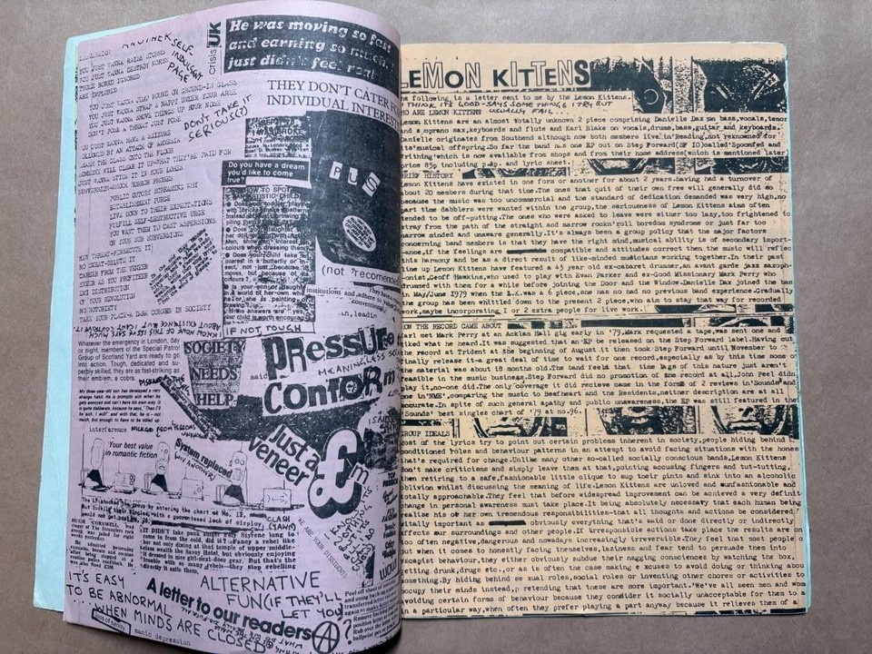 V SIGN Fanzine #3 1980 UK Punk Rock DIY Magazine lemon kittens pil ...