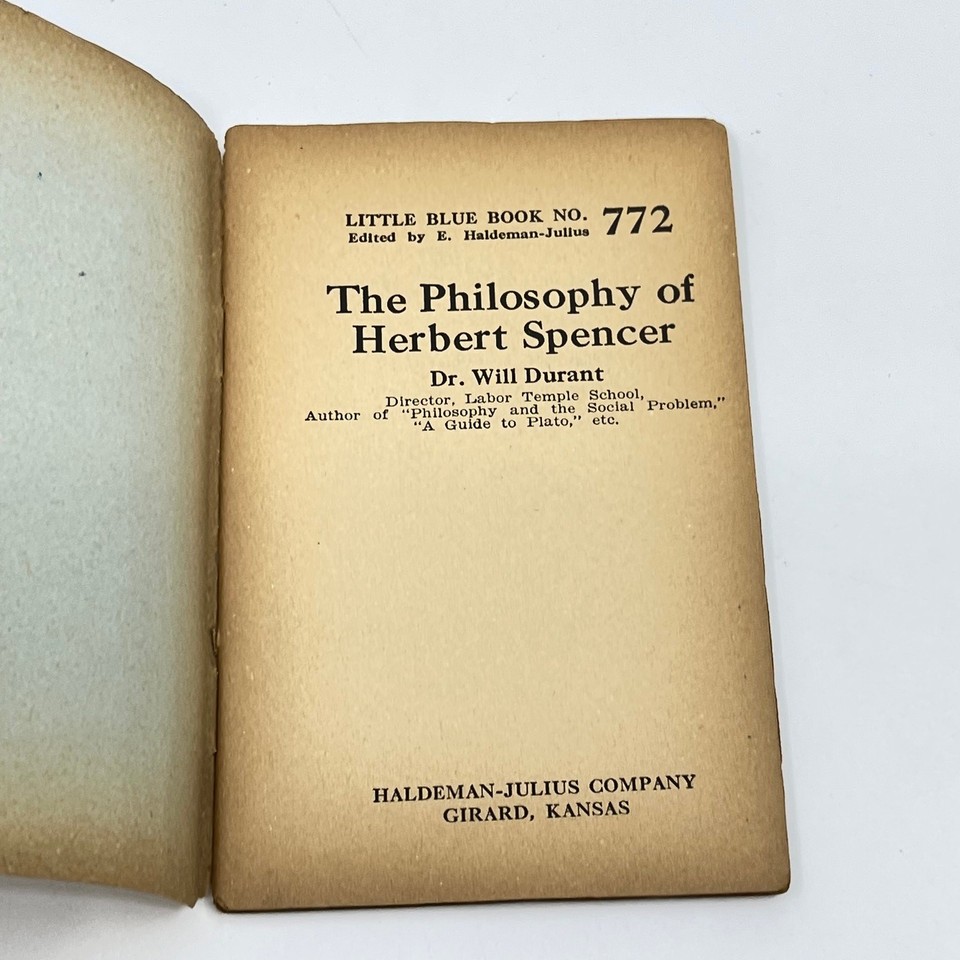 c1920 Little Blue Book No. 772 The Philosophy of Herbert Spencer Will ...