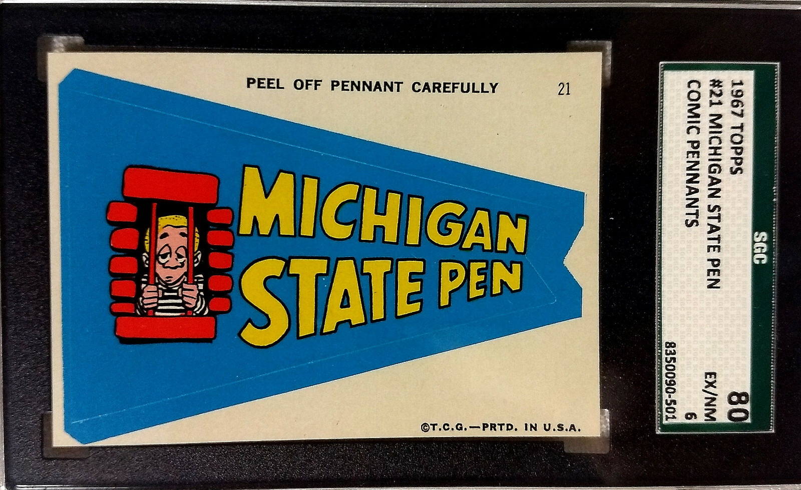 1967 TOPPS COMIC PENNANTS MICHIGAN STATE PEN SGC 80 EX/MT 6 RARE | eBay