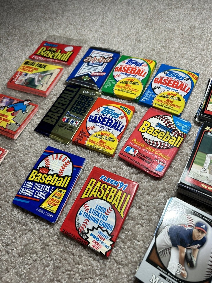 142 Baseball Card Lot + 9 Unopened various Packs - Vintage - Read ...