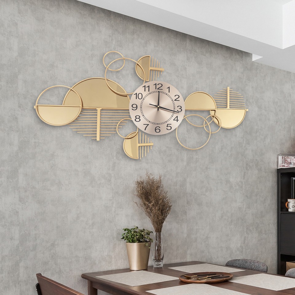 Large Luxury Gold Wall Clock Nordic Style Metal Clocks Home Living Room ...