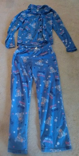 Disney Eeyore Pajama Set Medium Excellent Condition Blue Long Sleeve W ...