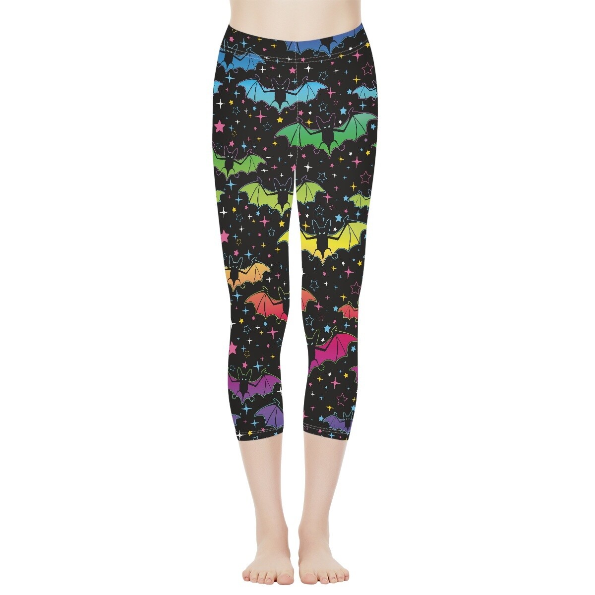 Colorful Black Bats Yoga Pants Long 3/4 Leggings Print Fashion Sexy ...