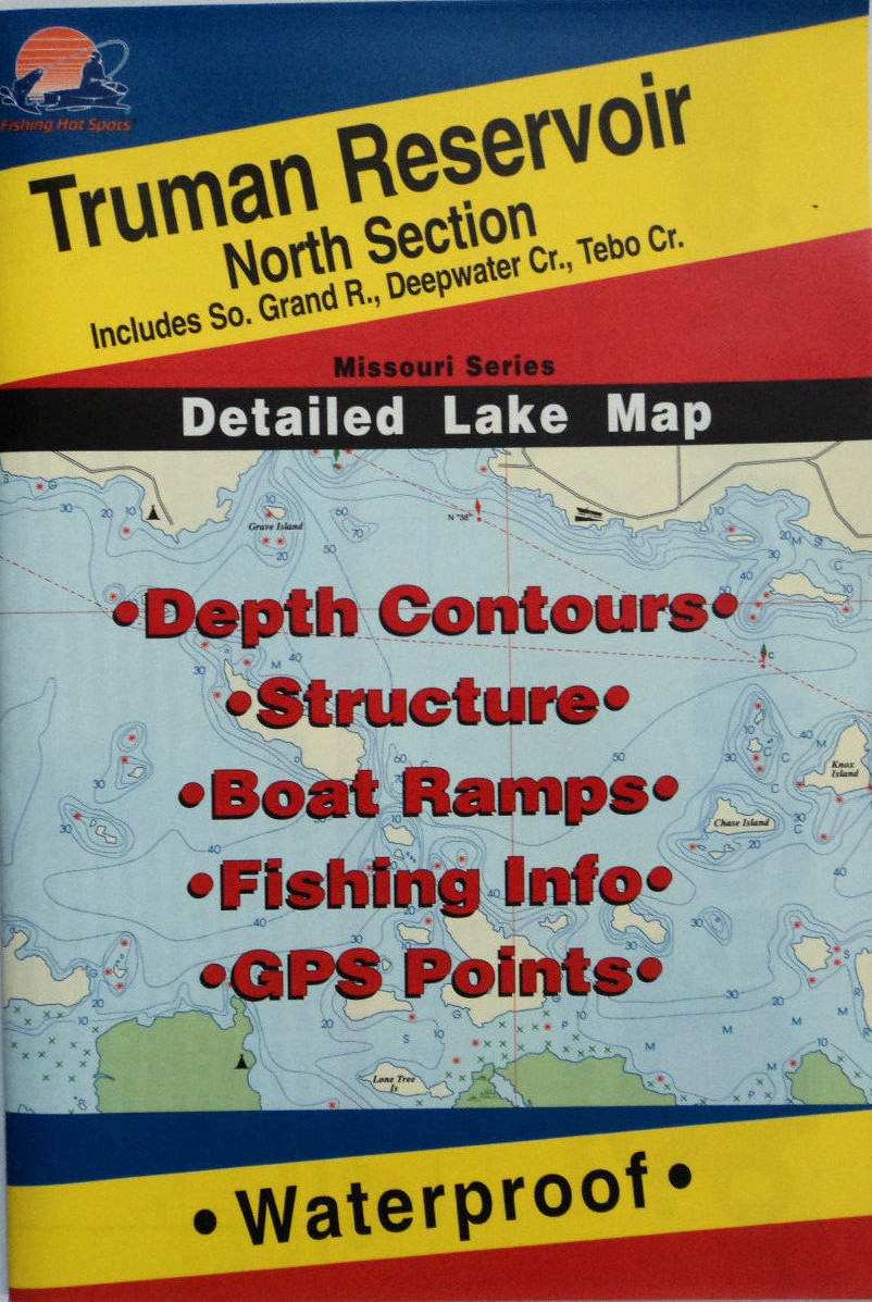 Truman Reservoir North Section Detailed Fishing Map, GPS Points ...