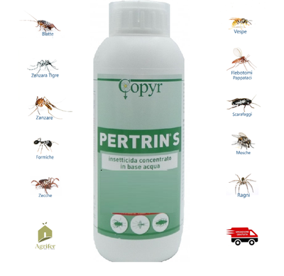 COPYR PERTRIN S PERMETRINA TETRAMETRINA INSETTICIDA 1 LT MOSCE ZANZARE ...