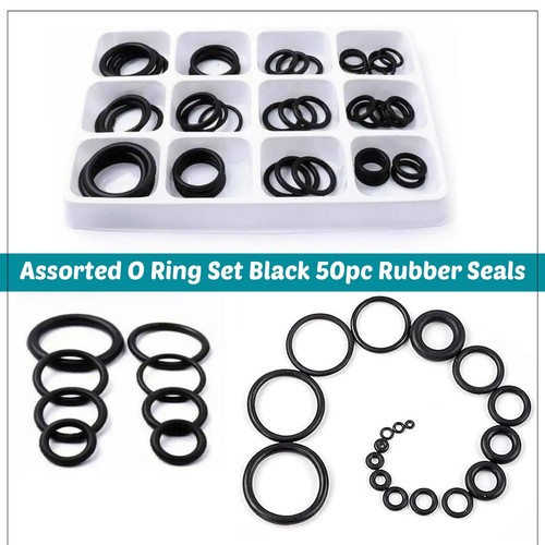 O RING RUBBER SEALS 50pcs ASSORTED SET BLACK SINK TAP WASHER PLUMBING ...
