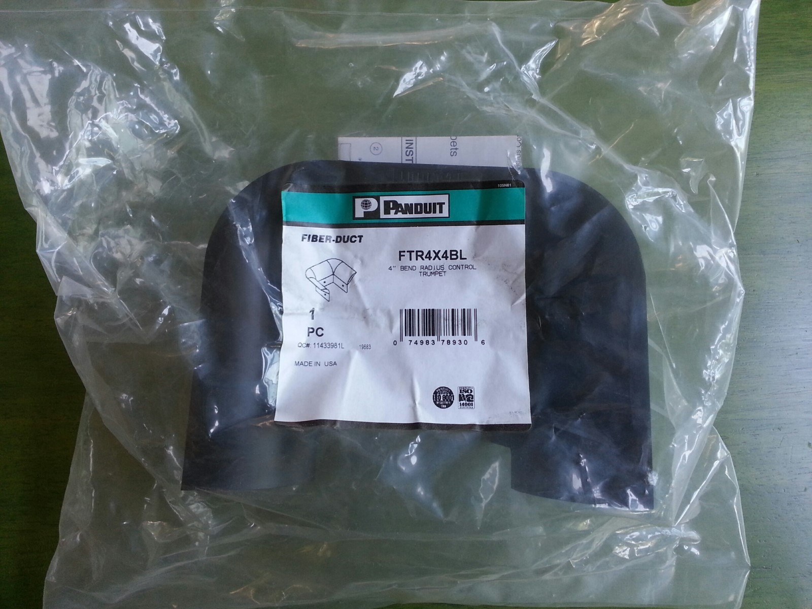 PANDUIT Fiber-Duct 4" Bend Radius Control Trumpet FTR4X4BL Black | eBay