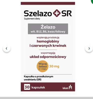 SZELAZO SR 30 kaps. ŻELAZO iron KREW hemoglobina anemia EISEN blood ...