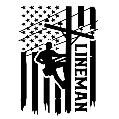 Lineman US Flag Decal Sticker for Car Home Wall Door Window Lineworker ...