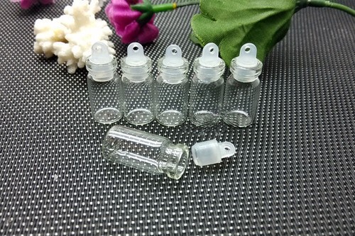 50Pcs 1ML Tiny Small Clear Glass Bottle Sample Vials with Plastic Lid ...