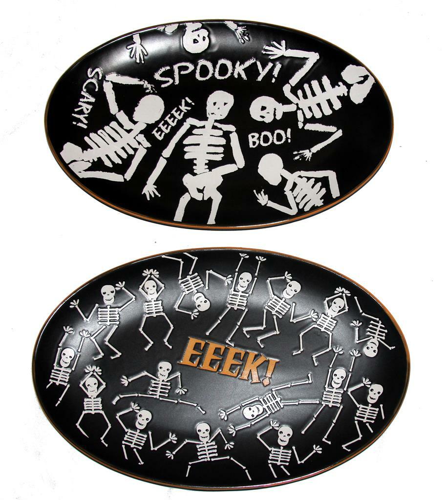 LRG Halloween Skeleton EEK or SPOOK*SCARY*BOO! Matte Black HVY Oval ...