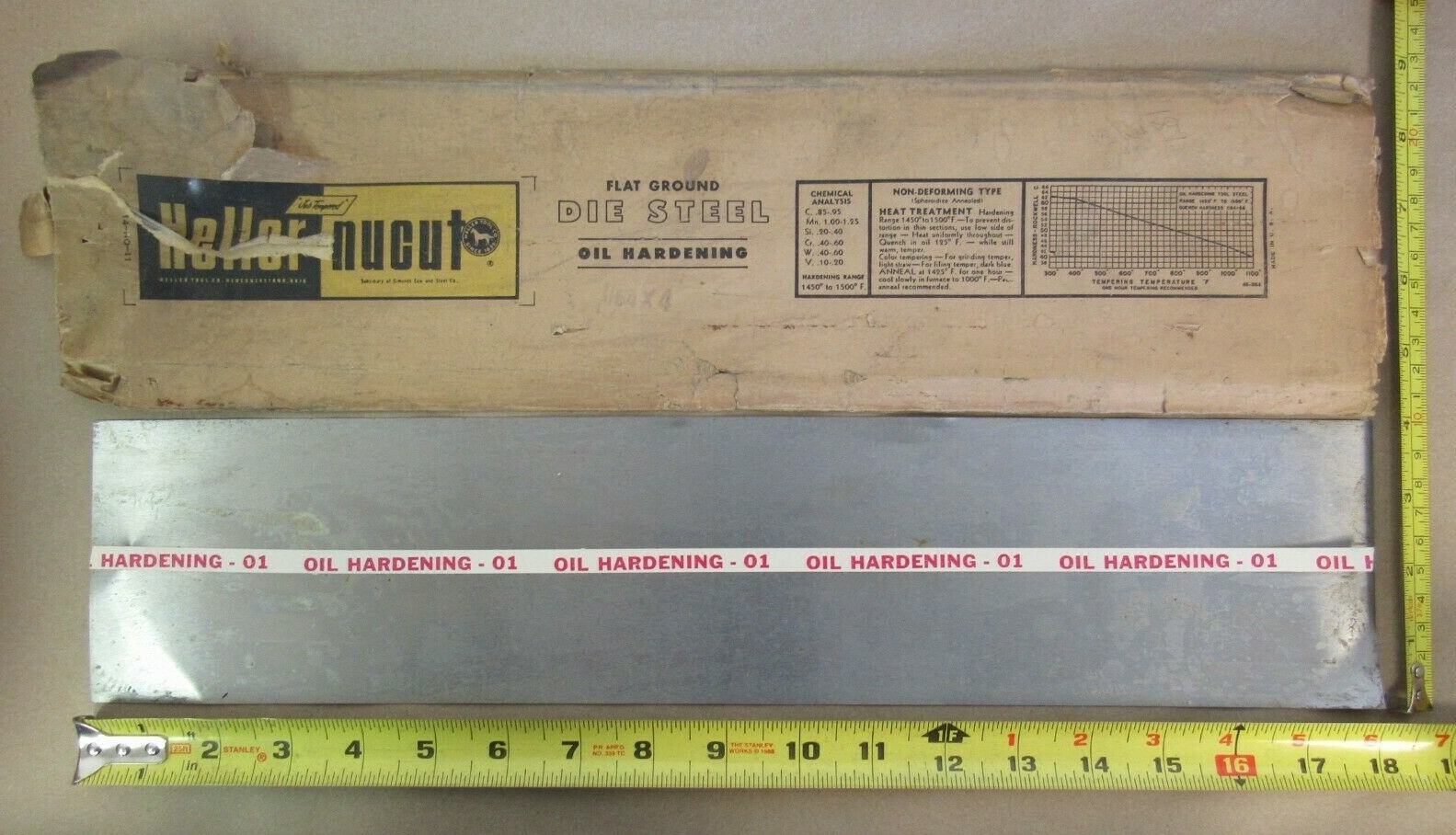 O1 TOOL STEEL SHEET 1/64" x 4" X 18" SIMONDS FLAT GROUND STEEL OIL ...