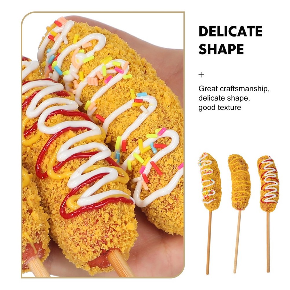 3 Pcs Imitation Cheese Hot Dog Stick Artificial Sausage Kitchen Decor ...