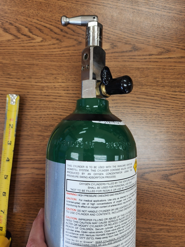 HF2POST6 empty oxygen tank ML-6 cylinder ~4.3" x 7.6" 2.8 pounds Empty ...