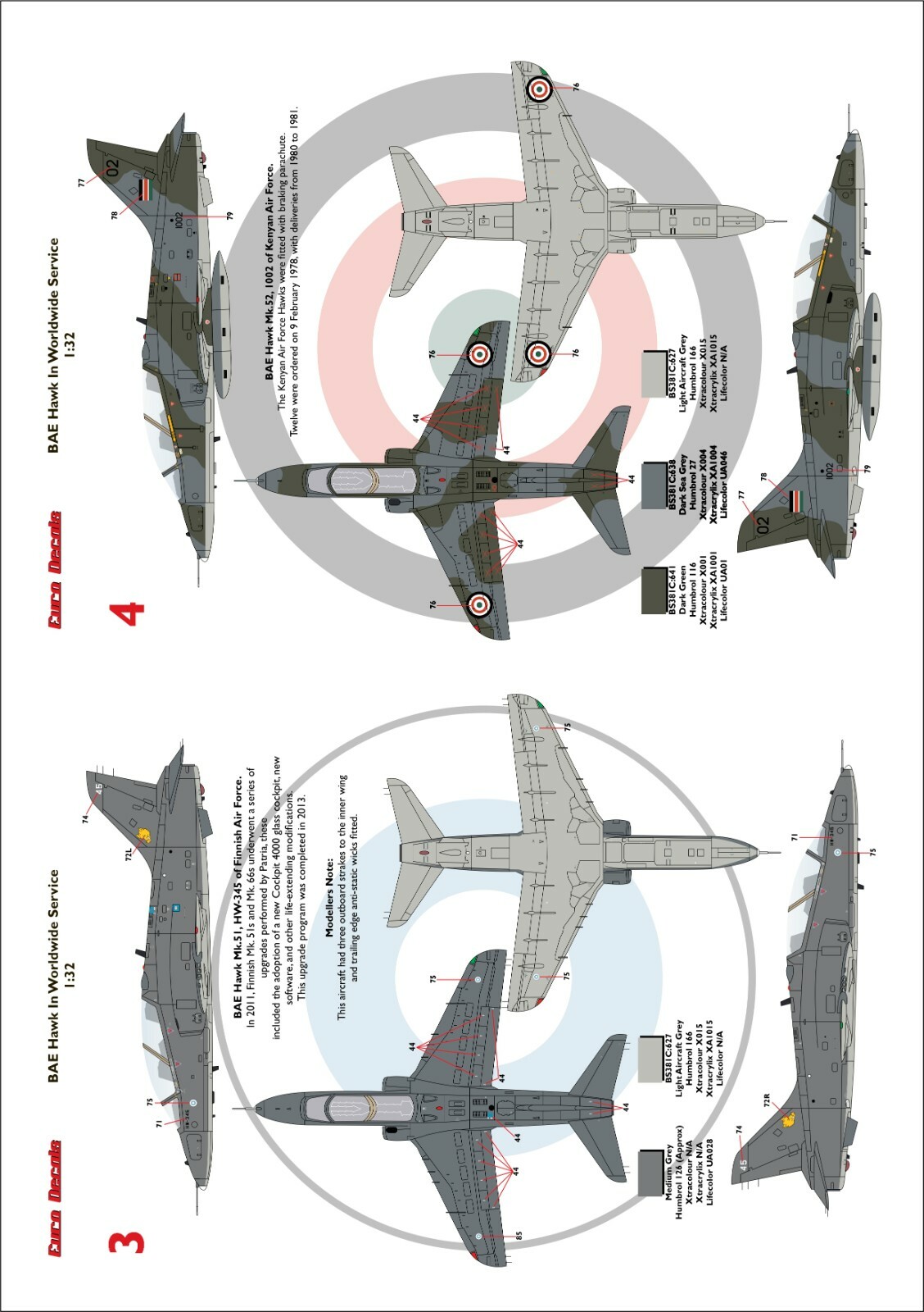 Euro Decals Bae Hawks IN World Ampio Servizio Decalcomanie Ad 1/32 ED ...