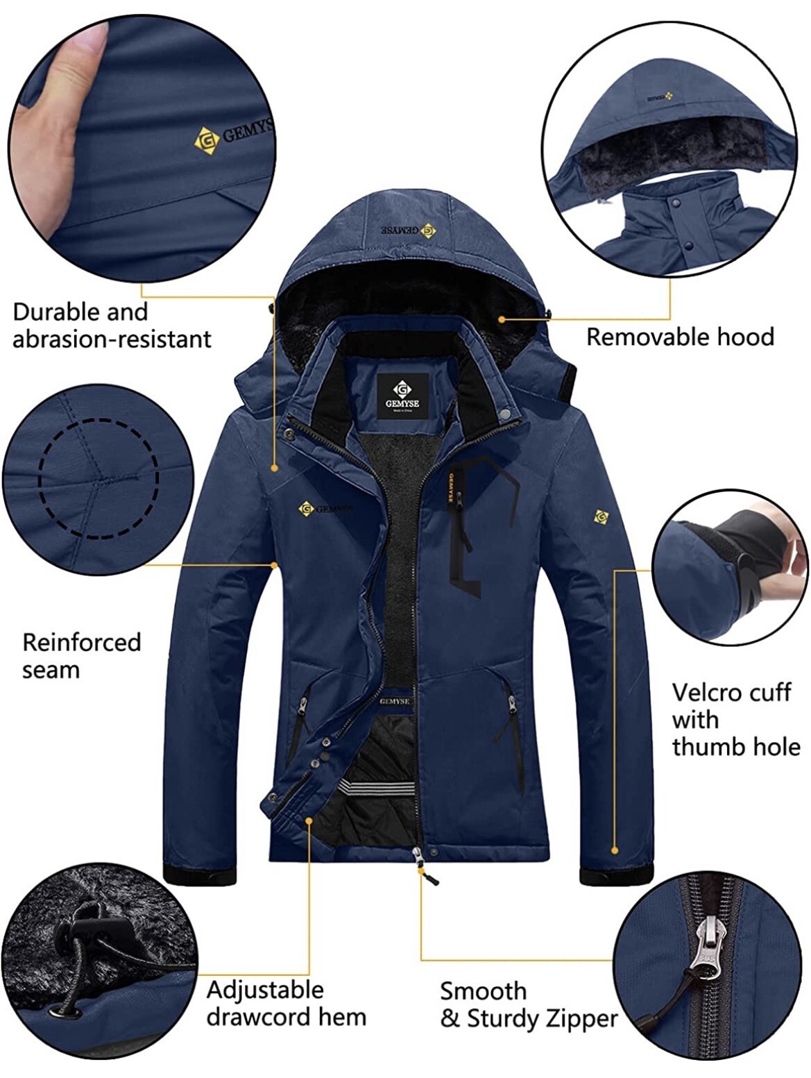 GEMYSE Womens Mountain Waterproof Ski Snow Jacket Winter Windproof Rain ...