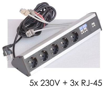 Steckerdose Stromleiste 5x 230V 3x RJ-45 Meyer Netbox Focus S-SERIES 5M ...