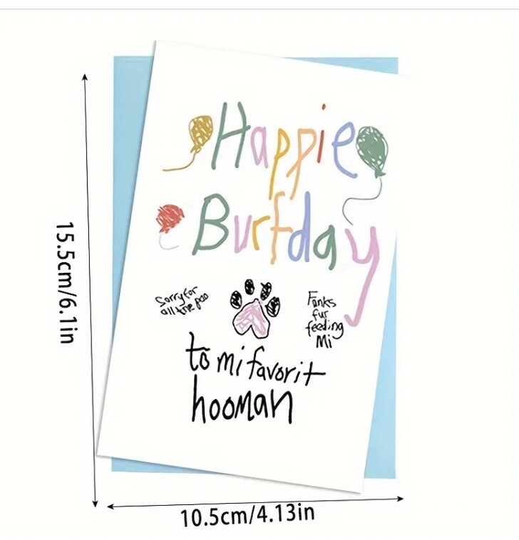 "Happy Burfday" From The Dog Cat - Greeting Card & Envelope - Birthday ...