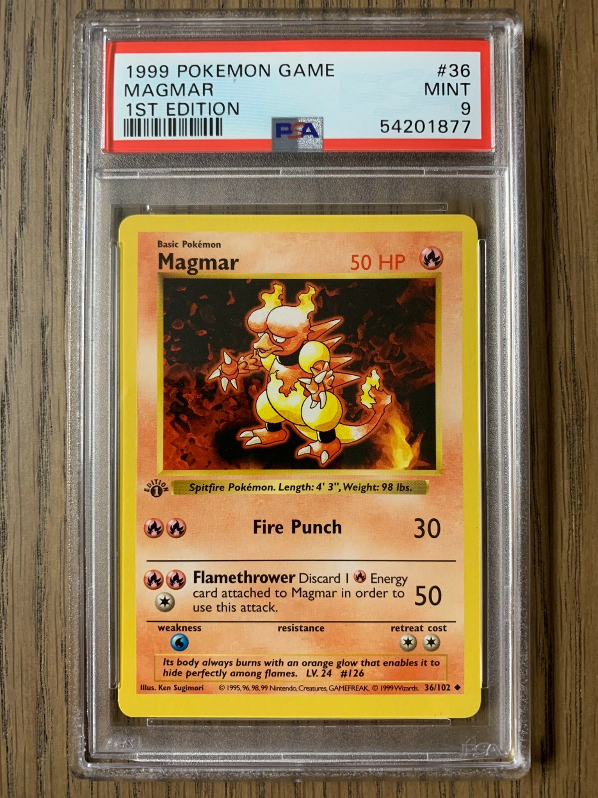 PSA 8 - Pokemon MAGMAR - 1st EDITION Shadowless Base Set - 36/102 ...