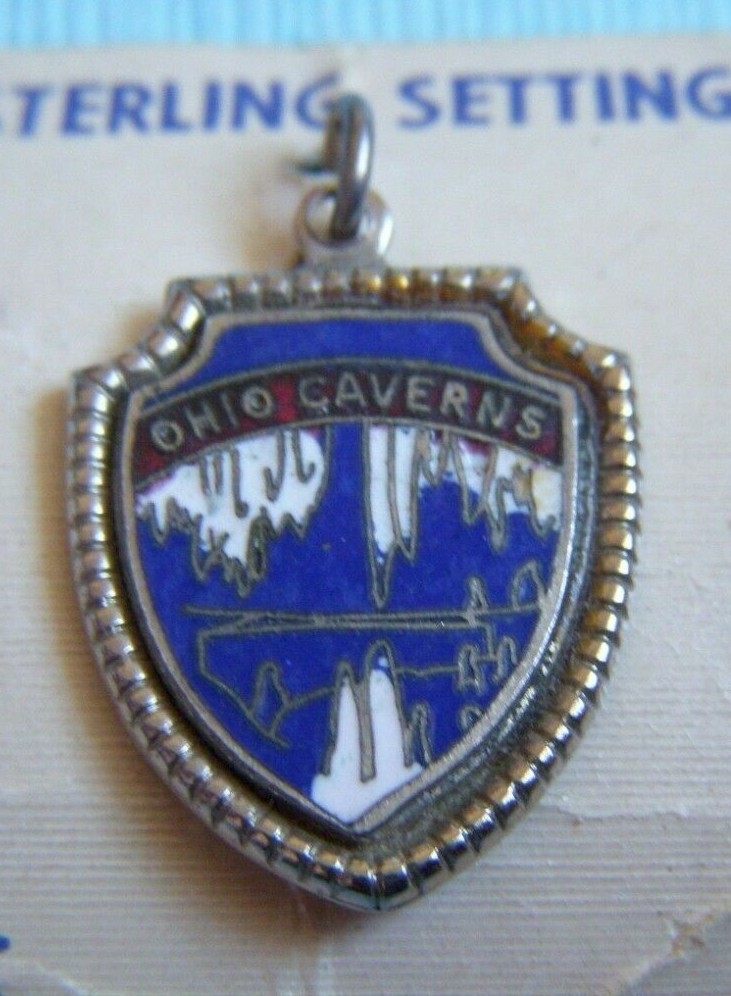 Vintage Ohio Caverns shield sterling charm - Gem