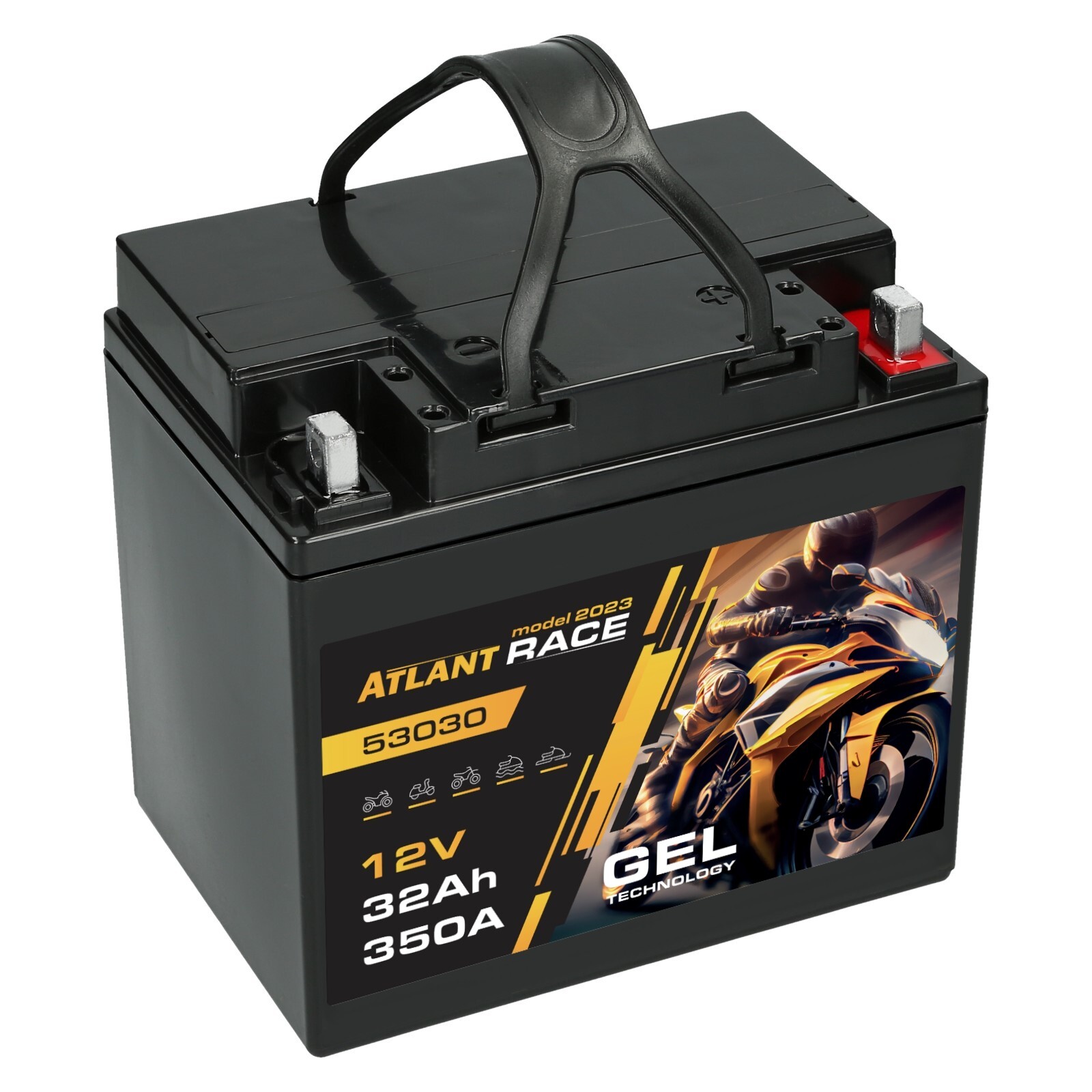Motorradbatterie 12V 32Ah Atlant Race 53030 GEL Batterie Rasentraktor ...