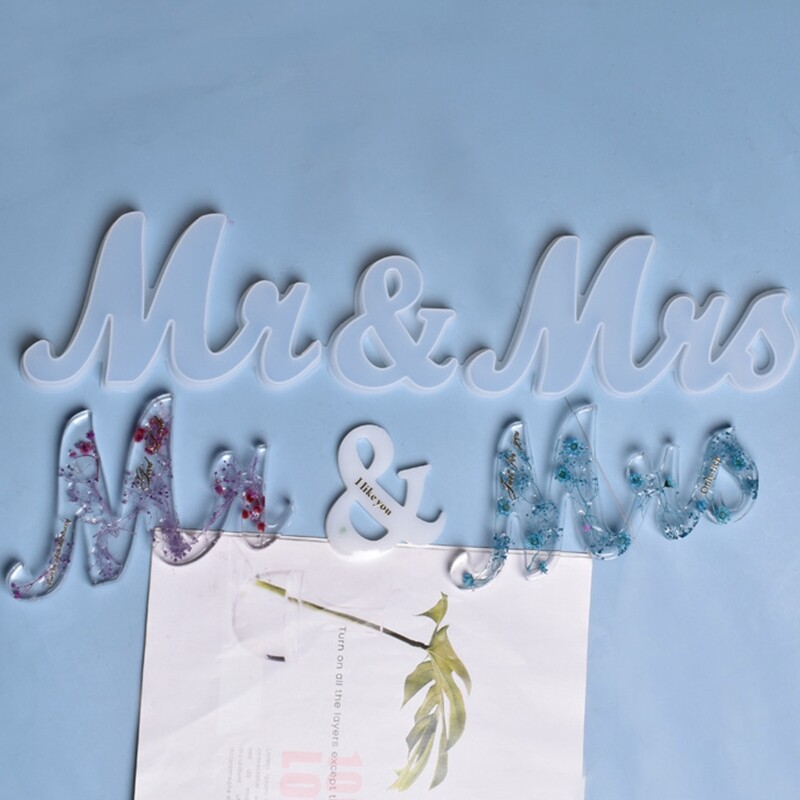 Crystal Epoxy Resin Mold MR&MRS Words Pendant Listed Silicone | eBay