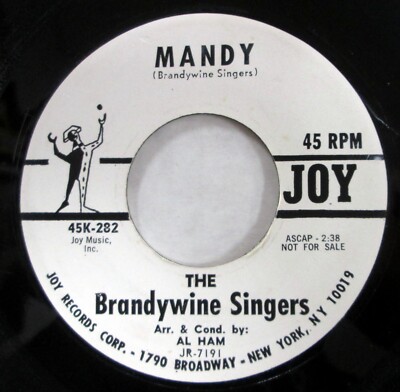 BRANDYWINE SINGERS 45 Mandy / Two Little Boys VG++ on Joy PROMO pop Mc ...