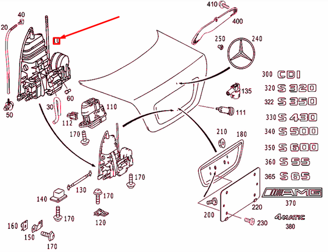 OEM Mercedes-Benz S W220 Rear Lid Lock A2207500185 Genuine for sale ...