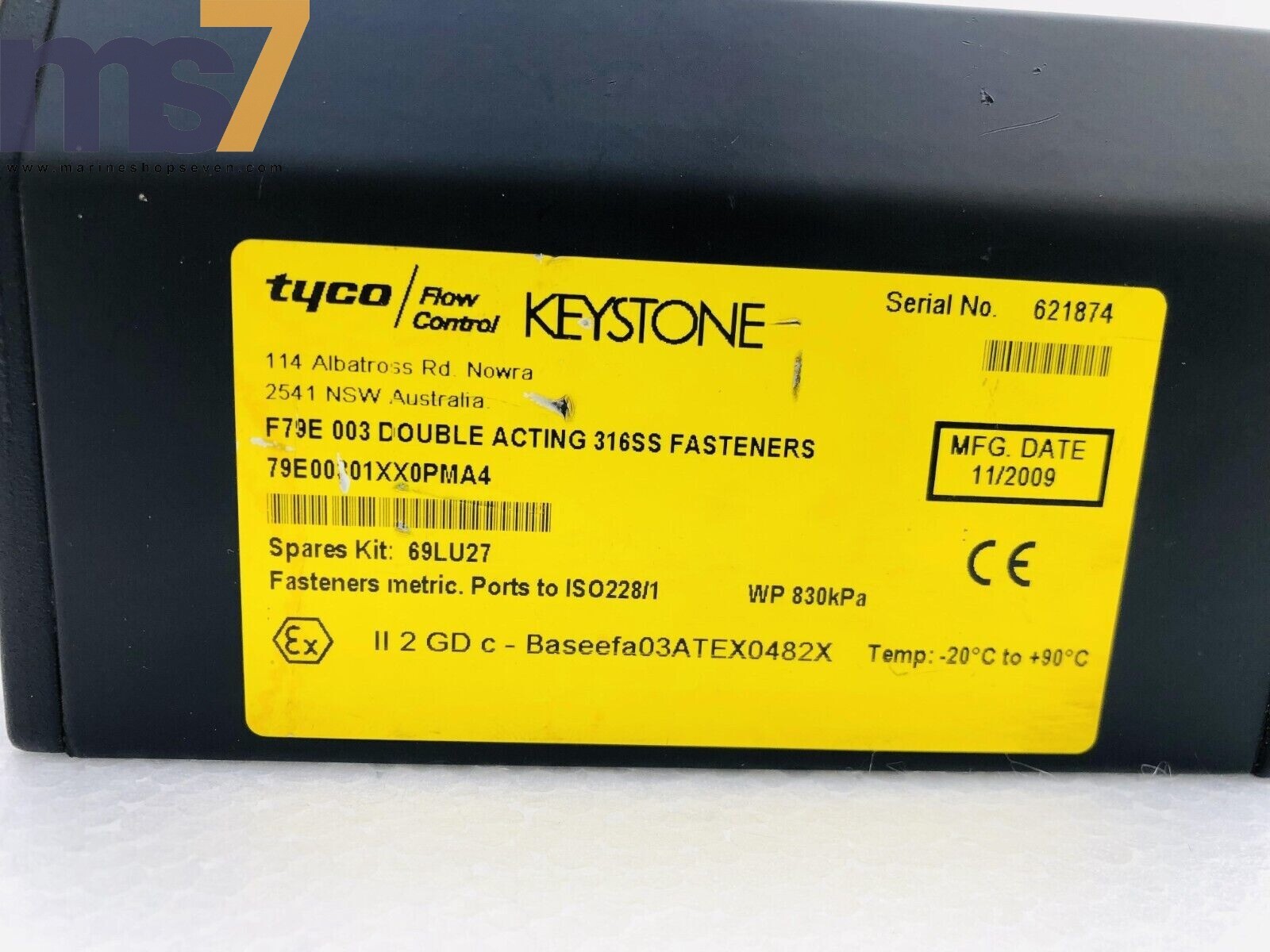 KEYSTONE TYCO F79U 003 DOUBLE ACTING PNEUMATIC ACTUATOR 316SS FASTENERS ...