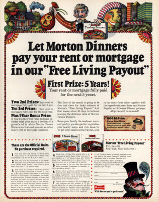 1970 Morton Dinners: Free Living Payout Vintage Print Ad | eBay