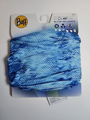 Buff CoolNet UV+ Multifunctional Headwear Blue Camo Fishing/Boating ...